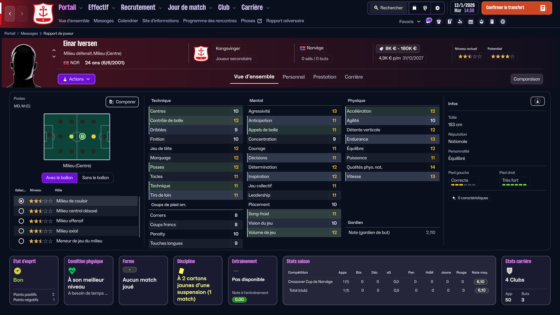 :storygreen: :s2: G.Mercier: du chômage à la Norvège. Mi-saison: peut ...